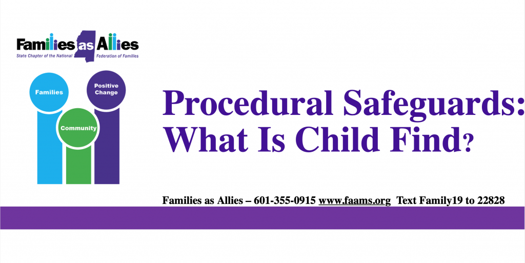 Procedural Safeguards: What is Child Find? - Families as Allies
