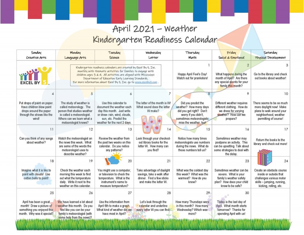 April Readiness Calendar 2021 - Families as Allies