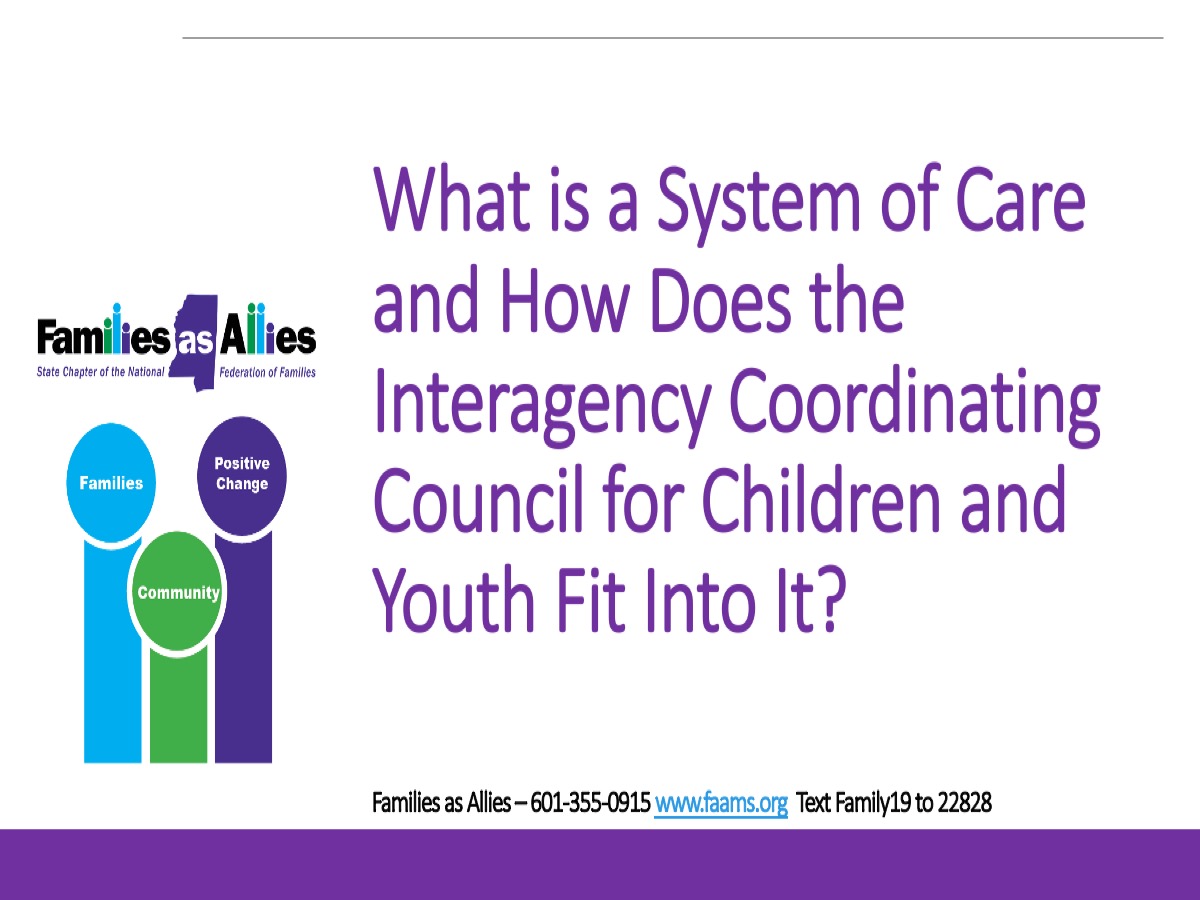 What is a System of Care and How Does the Interagency Coordinating ...