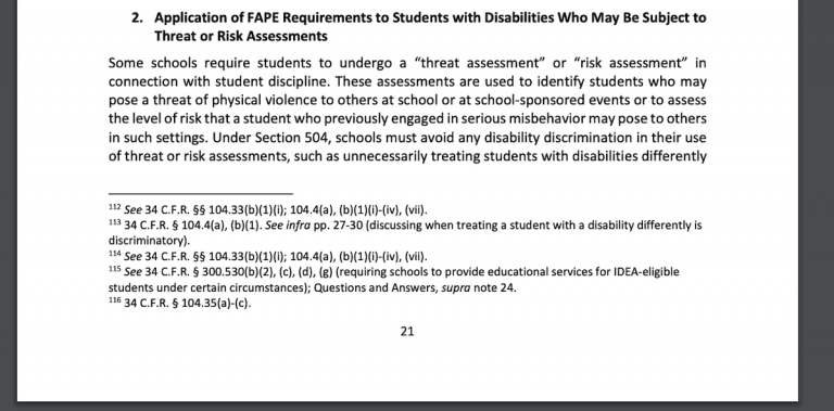 School-Required Threat or Risk Assessments for Children with Disabilities